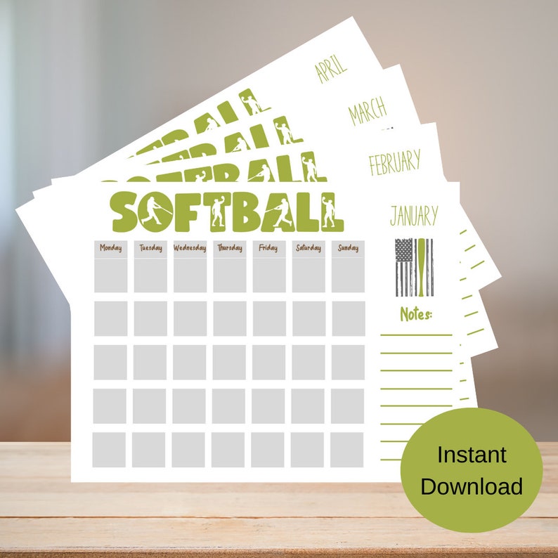 Softball Season Calendar Digital Download - Etsy