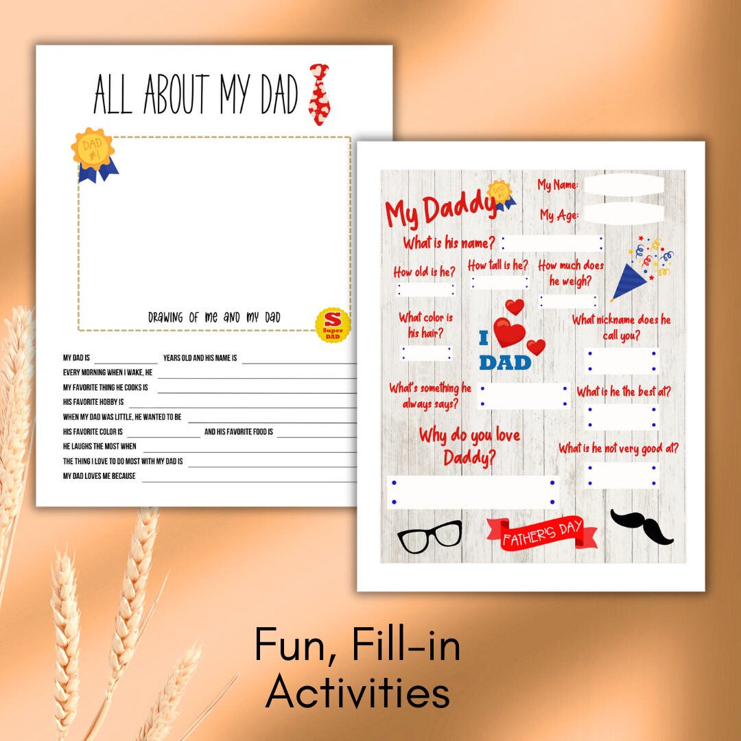Father's Day Printable Bundle: Handprint Crafts & Questionnaires - Etsy