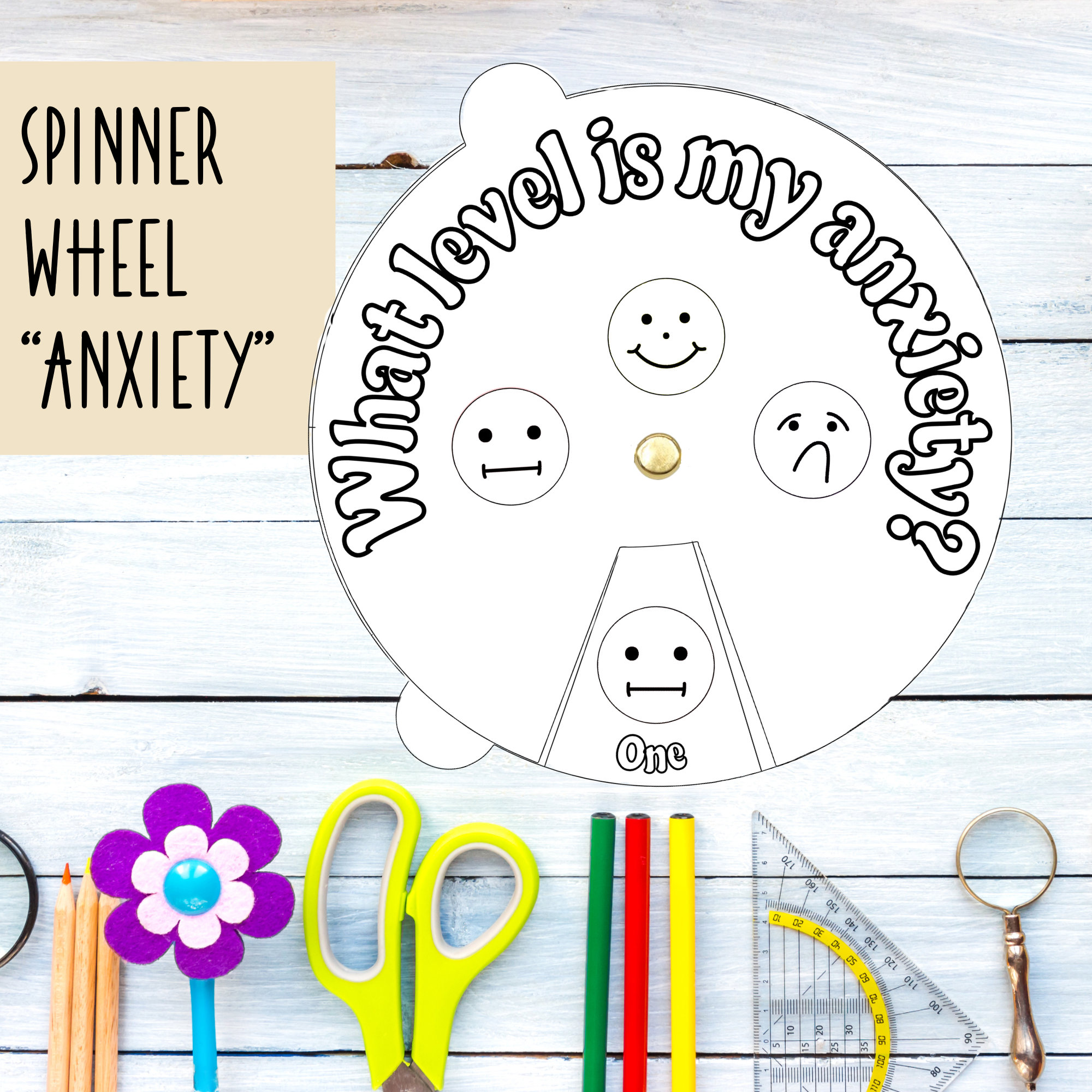 Anxiety Wheel - Spinning Wheel Printable - Anxiety for Kids - Therapy ...