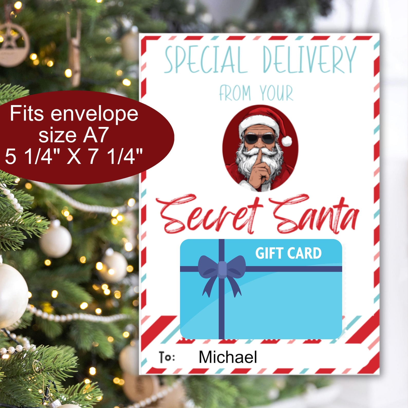 Printable Secret Santa Gift Card Tags – Fillable PDF With Santa Designs ...