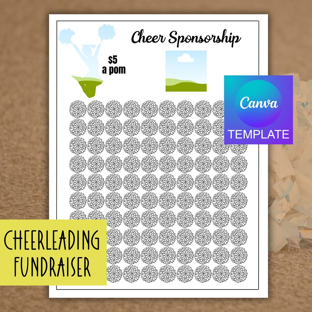 Cheerleading Fundraiser - Editable Canva Template - Color the Pom Poms ...