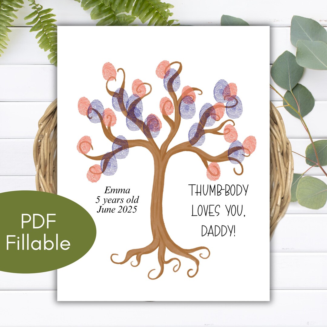 Thumb-body Loves You, Daddy Printable Dad Activity - PDF Fillable - Etsy