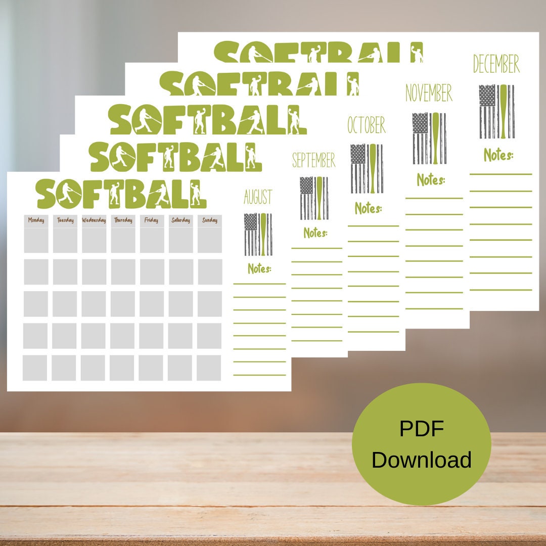 Softball Season Calendar Digital Download - Etsy