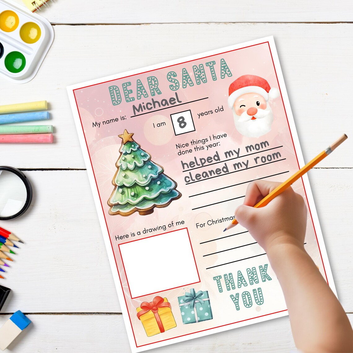 Letter to Santa - Christmas Coloring Page and Print-and-go Letter for ...