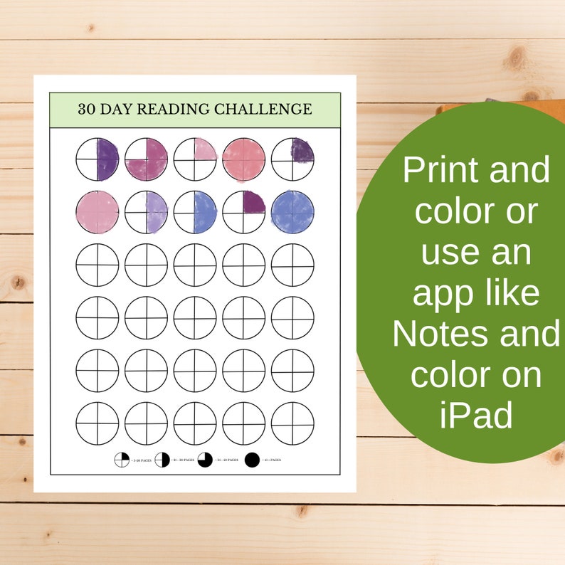 30 Day Reading Goal Tracker Printable - Etsy