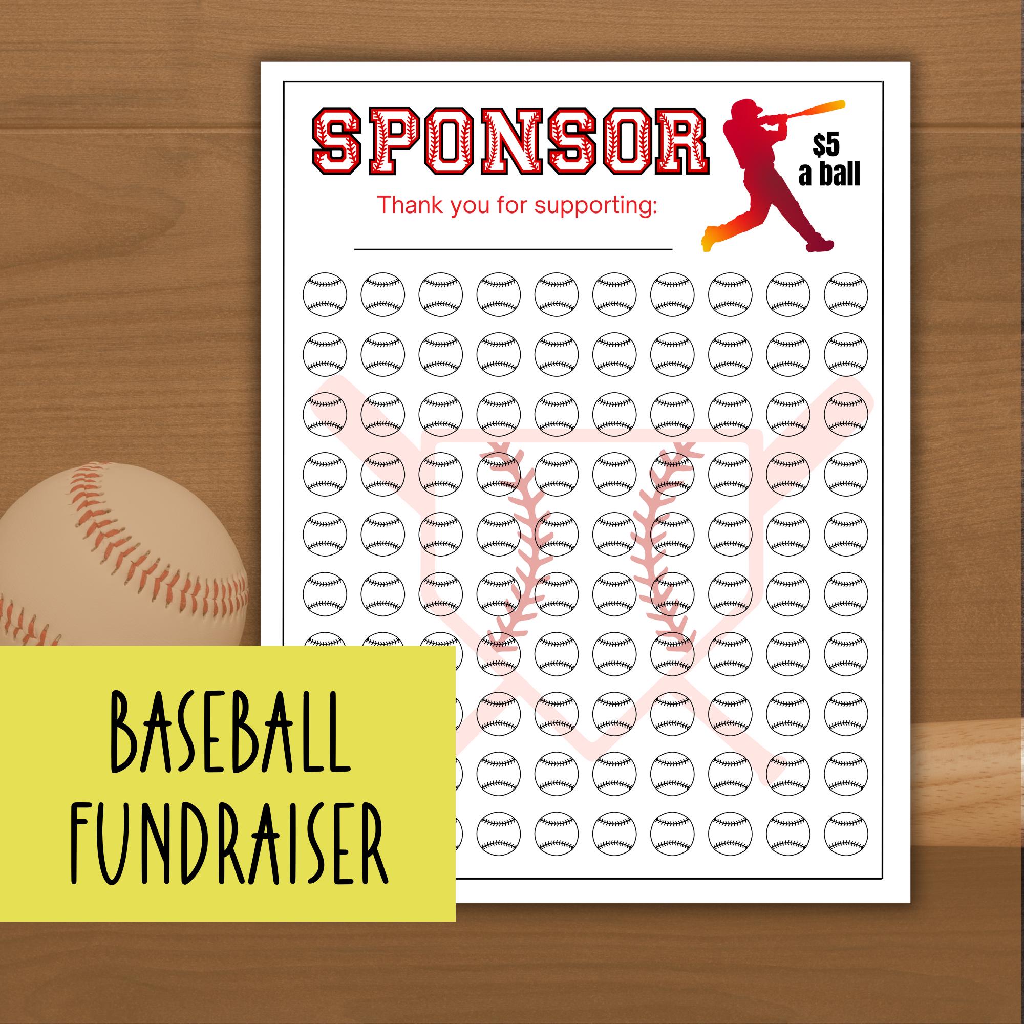 Baseball Fundraiser - Color the Baseballs - Fillable PDF, High-res PNG ...