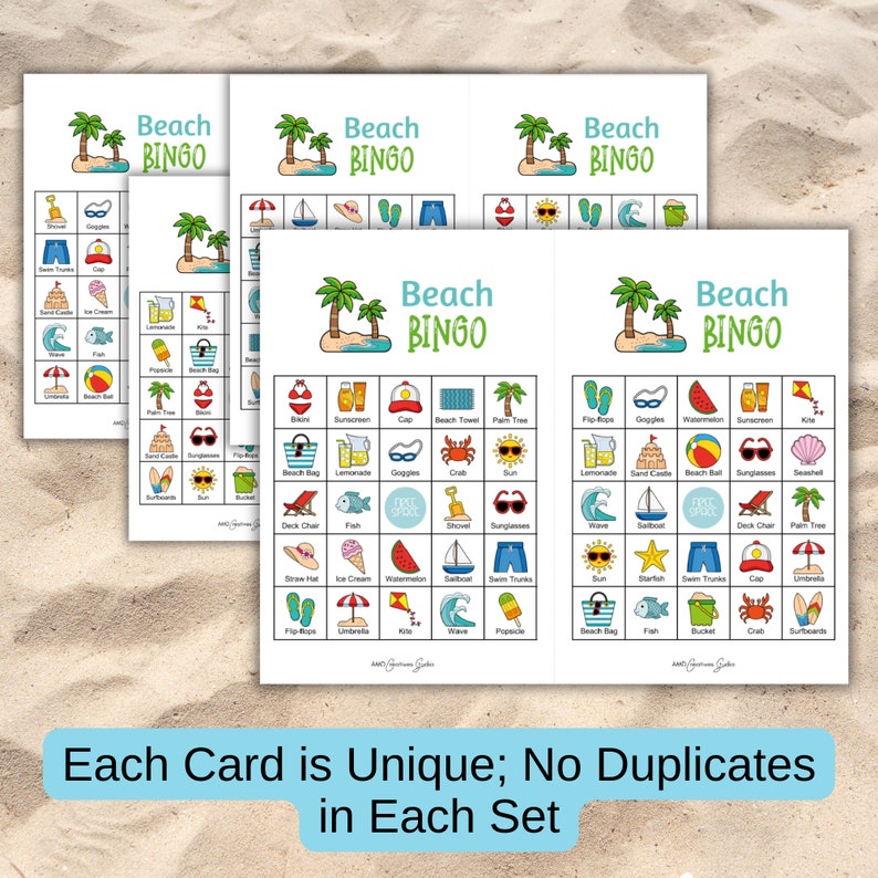 Bingo Game Beach-themed - Summer Party - Etsy