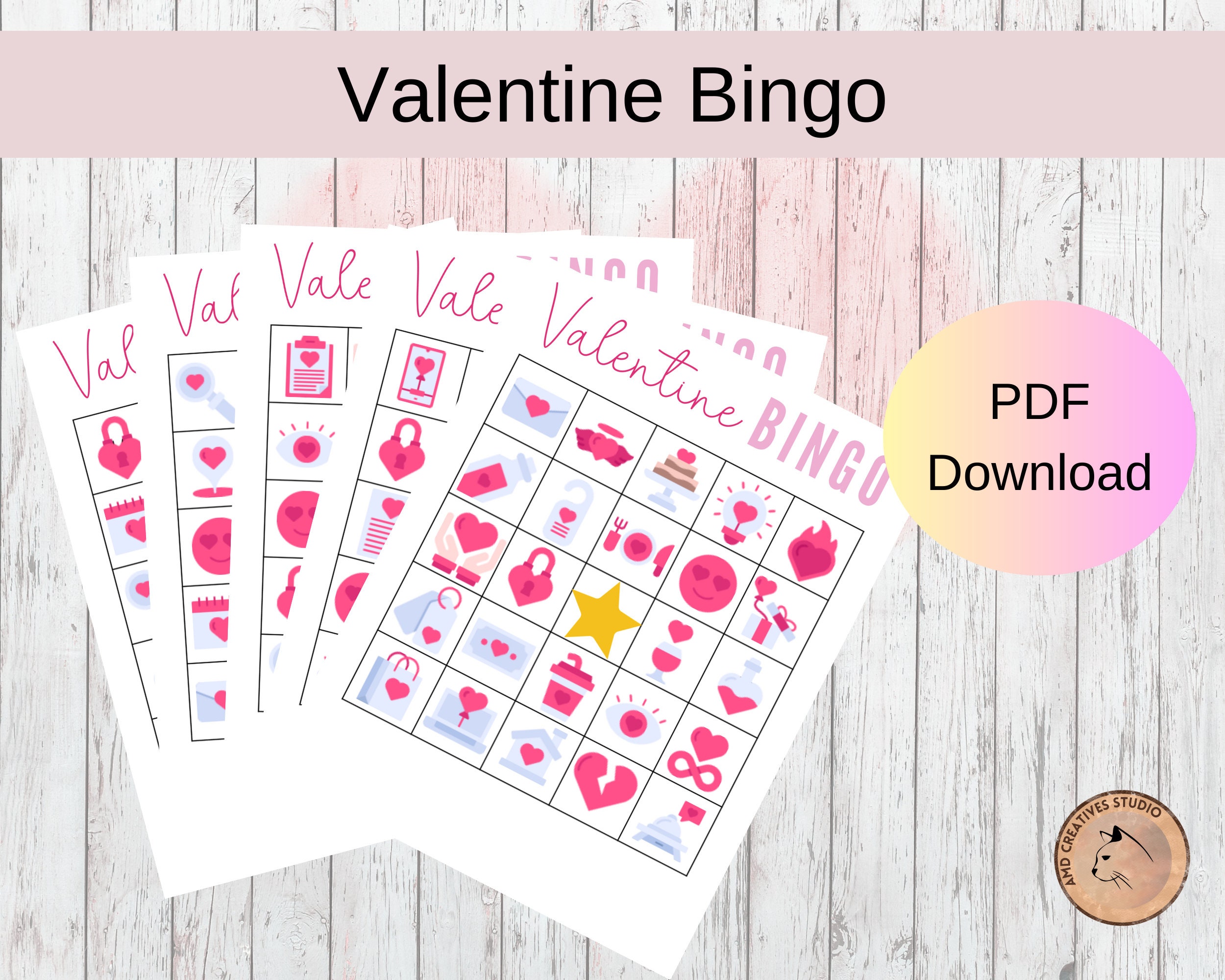 Valentine Bingo Printable Cards - Etsy