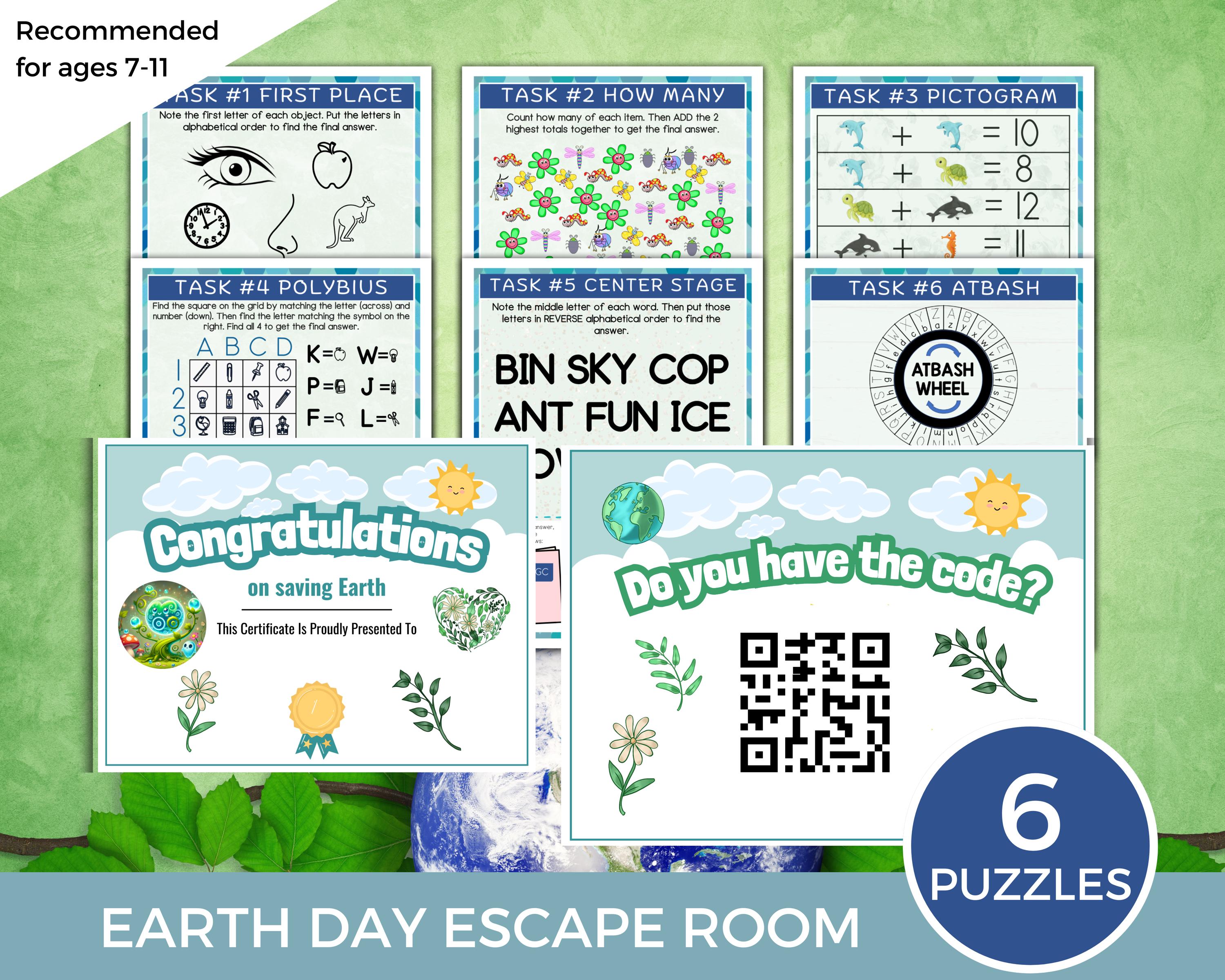 Earth Day Escape Room | Printable | Elementary School, Homeschool, 6 ...