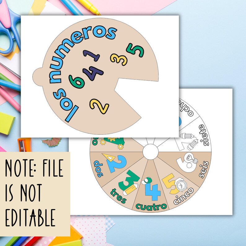 Spinner Wheel Learn Spanish Numbers - Printable Activity for Kids - Etsy