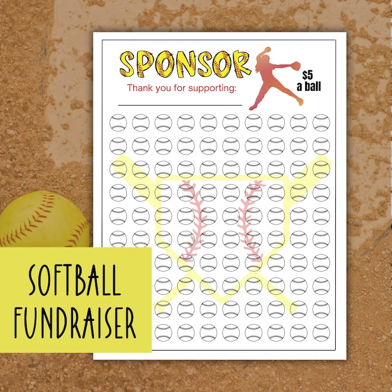 Softball Fundraiser - Color the Softballs - Fillable PDF, High-res PNG ...