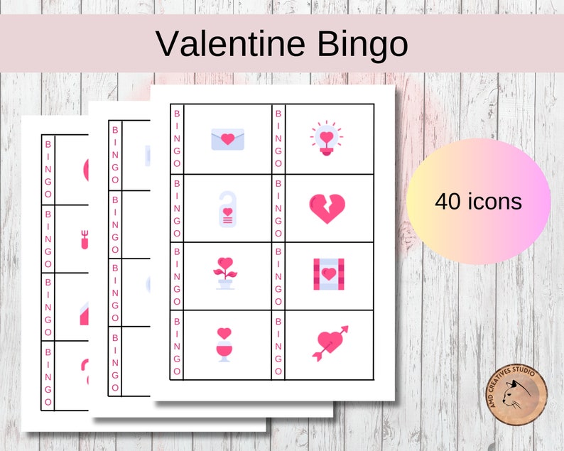 Valentine Bingo Printable Cards - Etsy