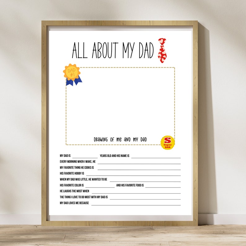 All About My Dad Printable Father's Day Gift Idea - Etsy