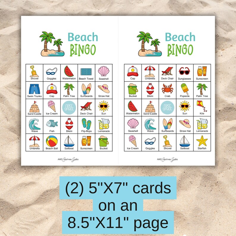 Bingo Game Beach-themed - Summer Party - Etsy