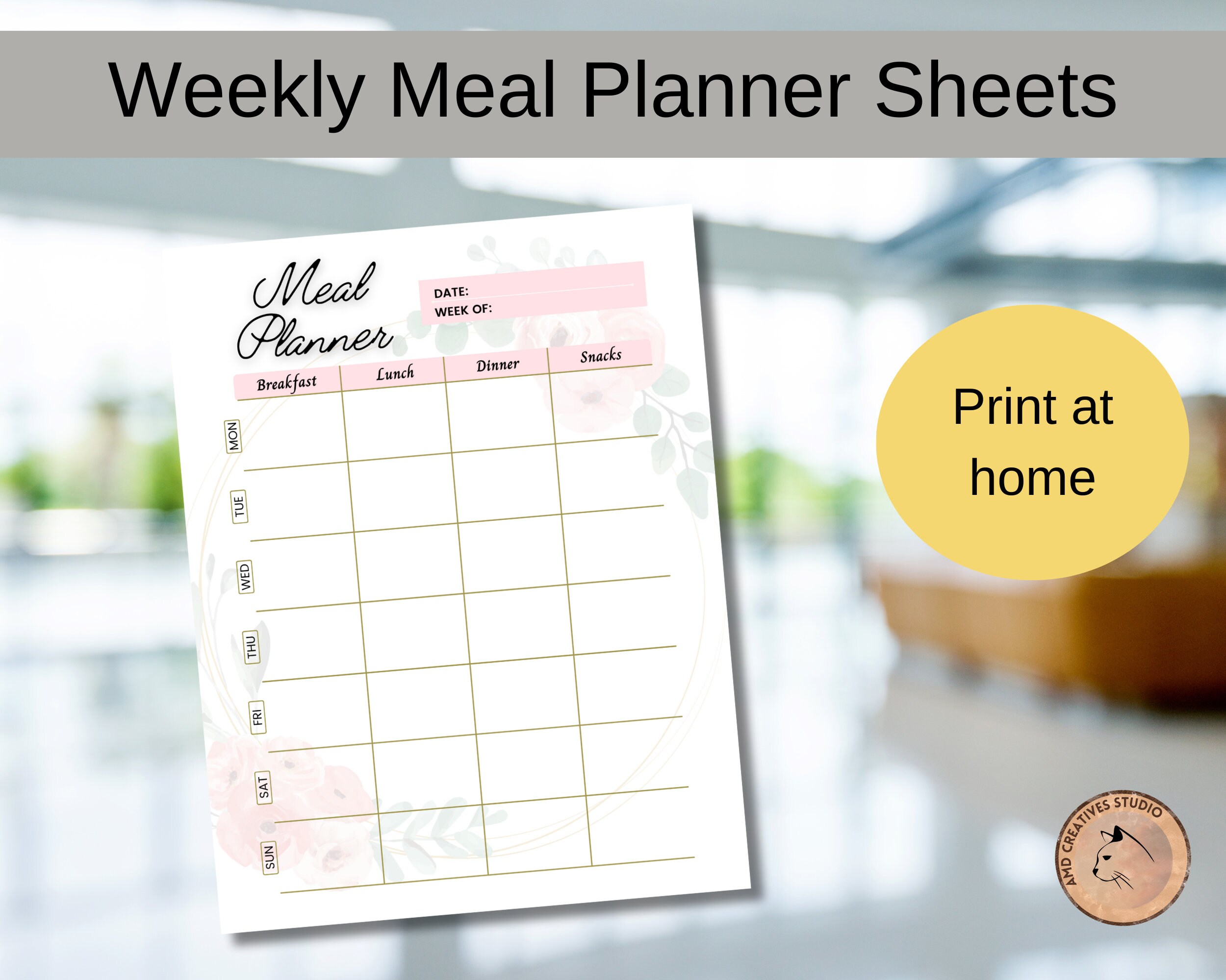 Weekly Meal Planner Printable Sheets - Etsy