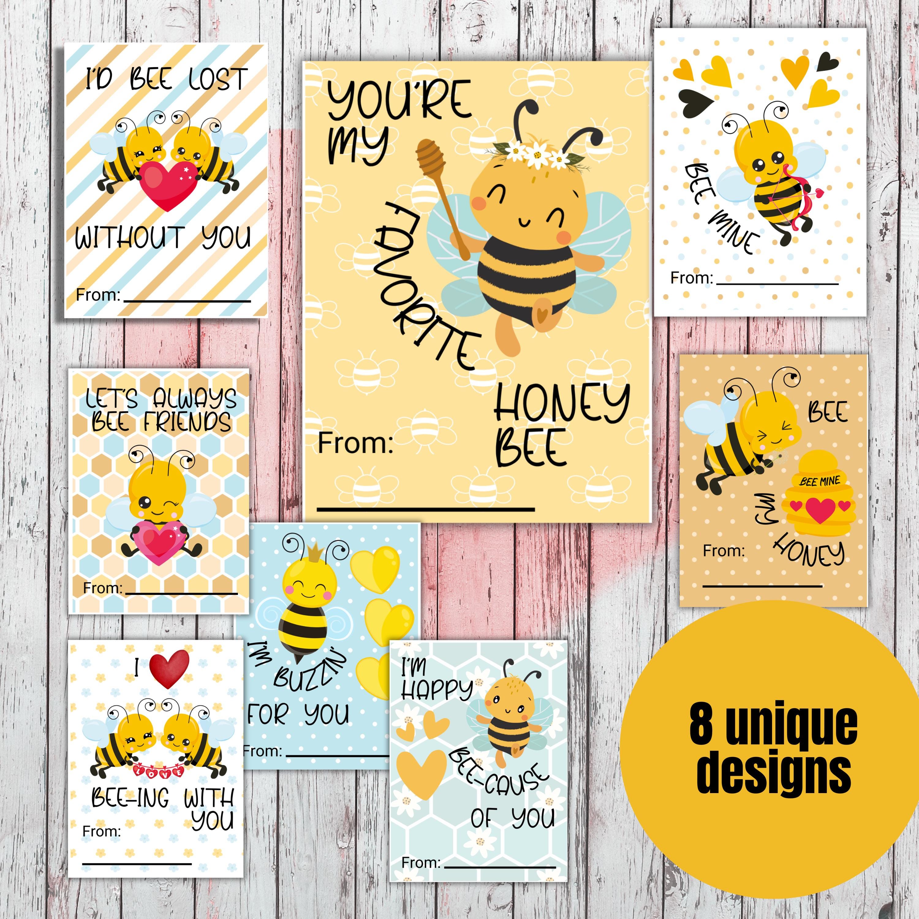 Bee Valentine Printable | PDF Fillable | 8 Unique Designs | Classroom ...