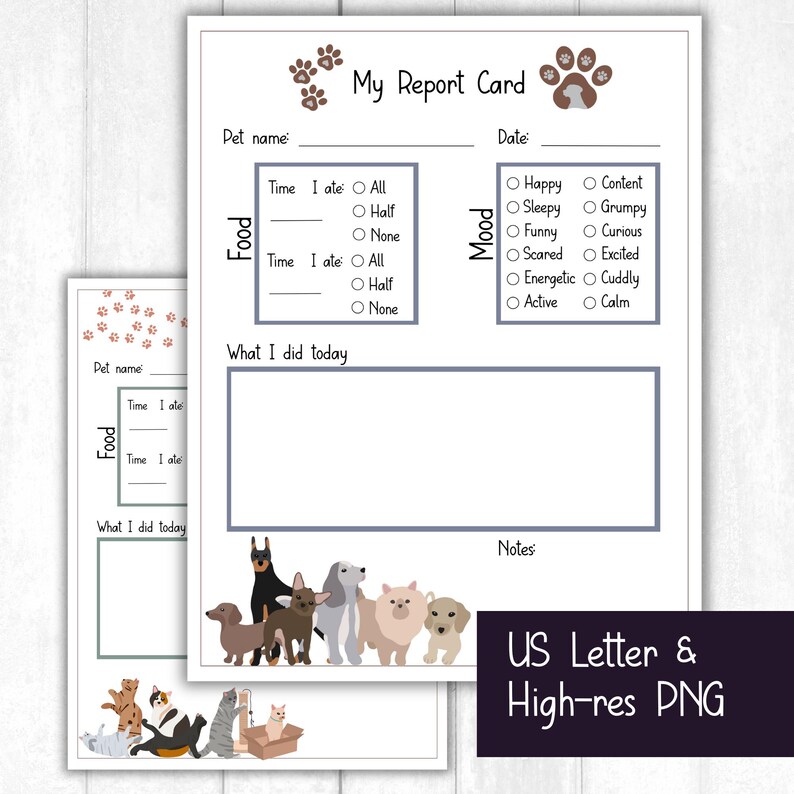 Pet Report Card – Instant Download - Fillable PDF & Eco-friendly ...