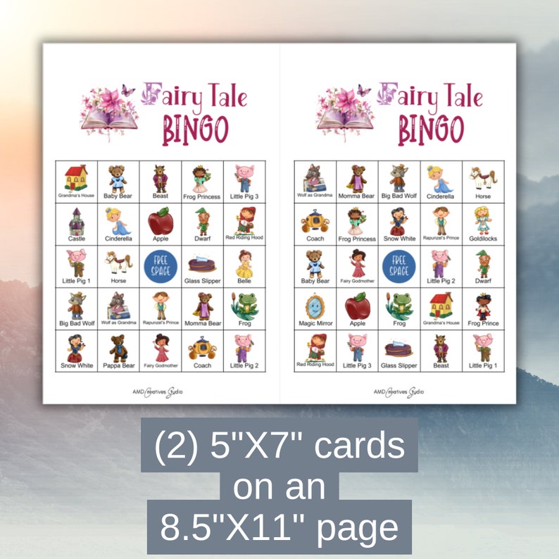 Fairy Tale - Themed Bingo Game - Cinderella, Snow White, Goldilocks ...