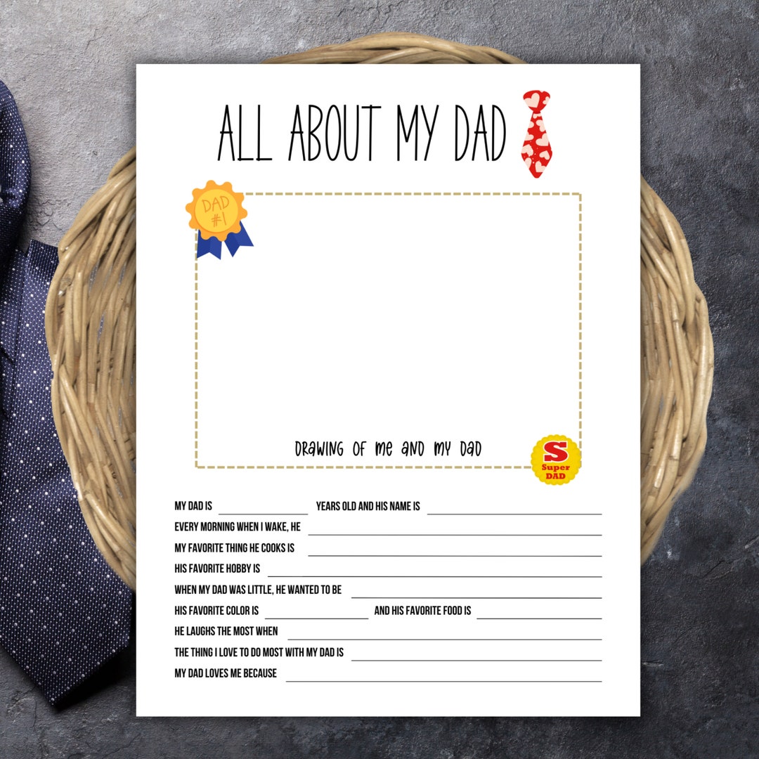 All About My Dad Printable - Father's Day Gift Idea - Etsy