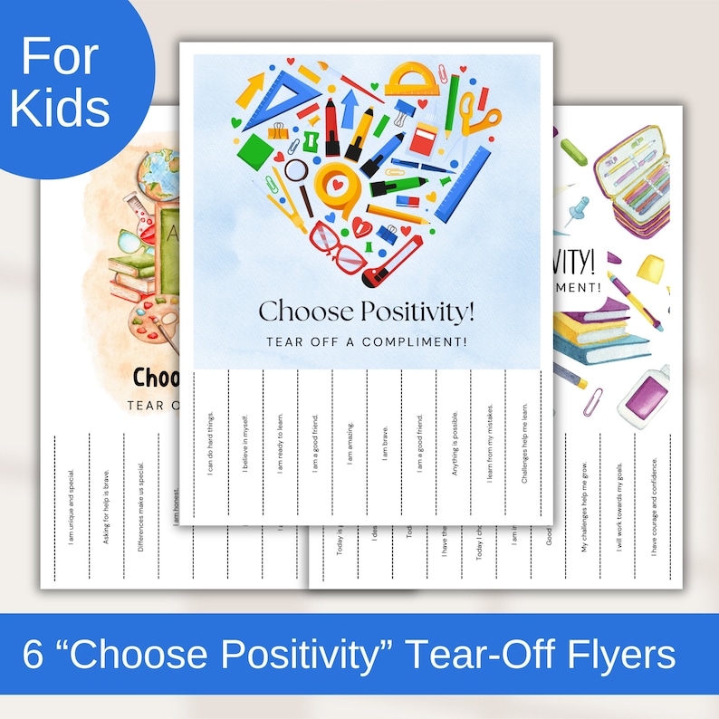 Positive Affirmation Tear-off Flyers (set of 6) School-aged Kids - Etsy UK