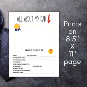 All About My Dad Printable - Father's Day Gift Idea - Etsy