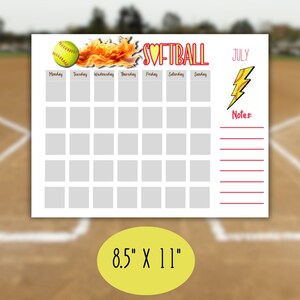 Softball Season Calendar Digital Download - Etsy