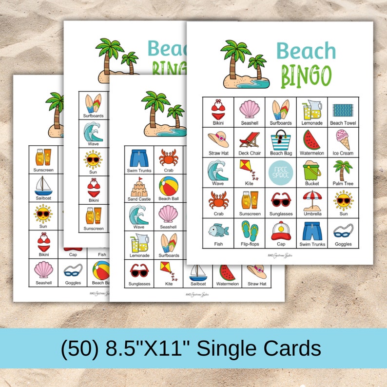 Bingo Game Beach-themed - Summer Party - Etsy