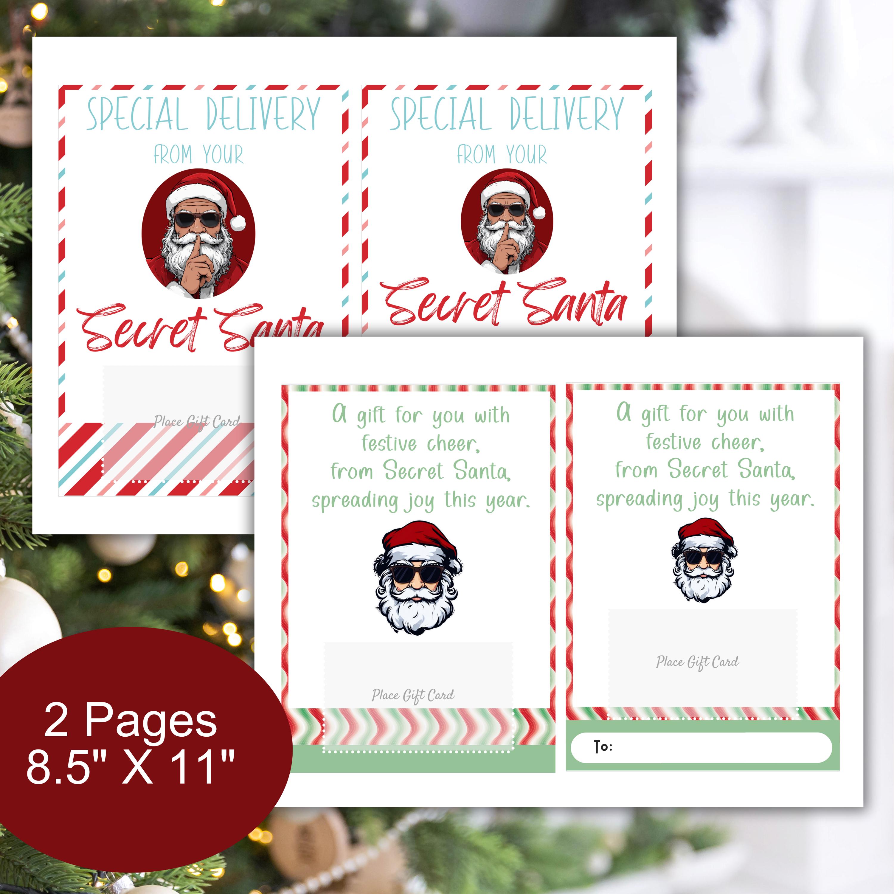 Printable Secret Santa Gift Card Tags – Fillable PDF With Santa Designs ...