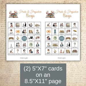 Jane Austen - Pride and Prejudice Themed Bingo Game - Book Club ...