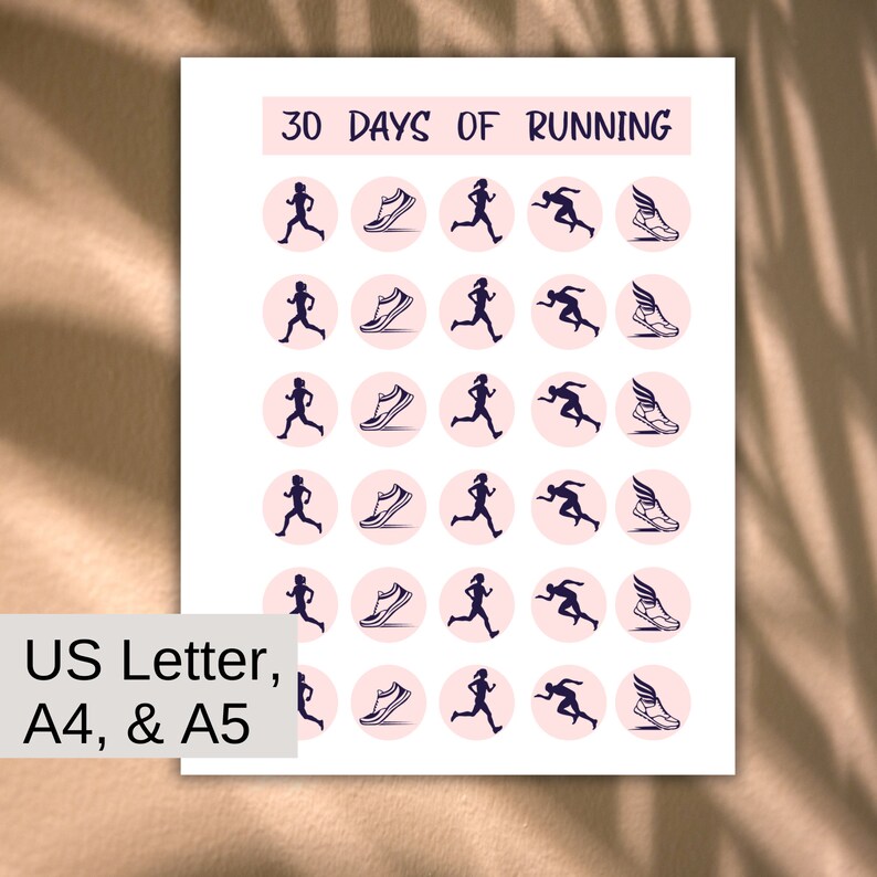 30 Day Running Tracker - Printable - Etsy