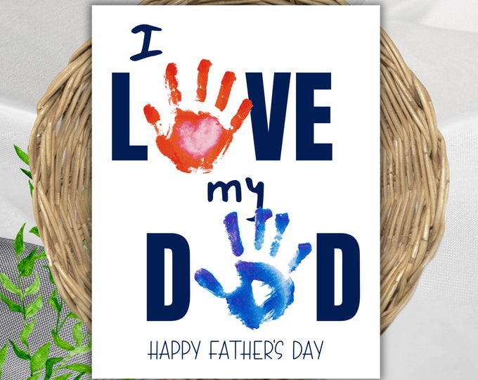 Father's Day Handprint Art, I Love My Dad Because Printable, Daddy ...