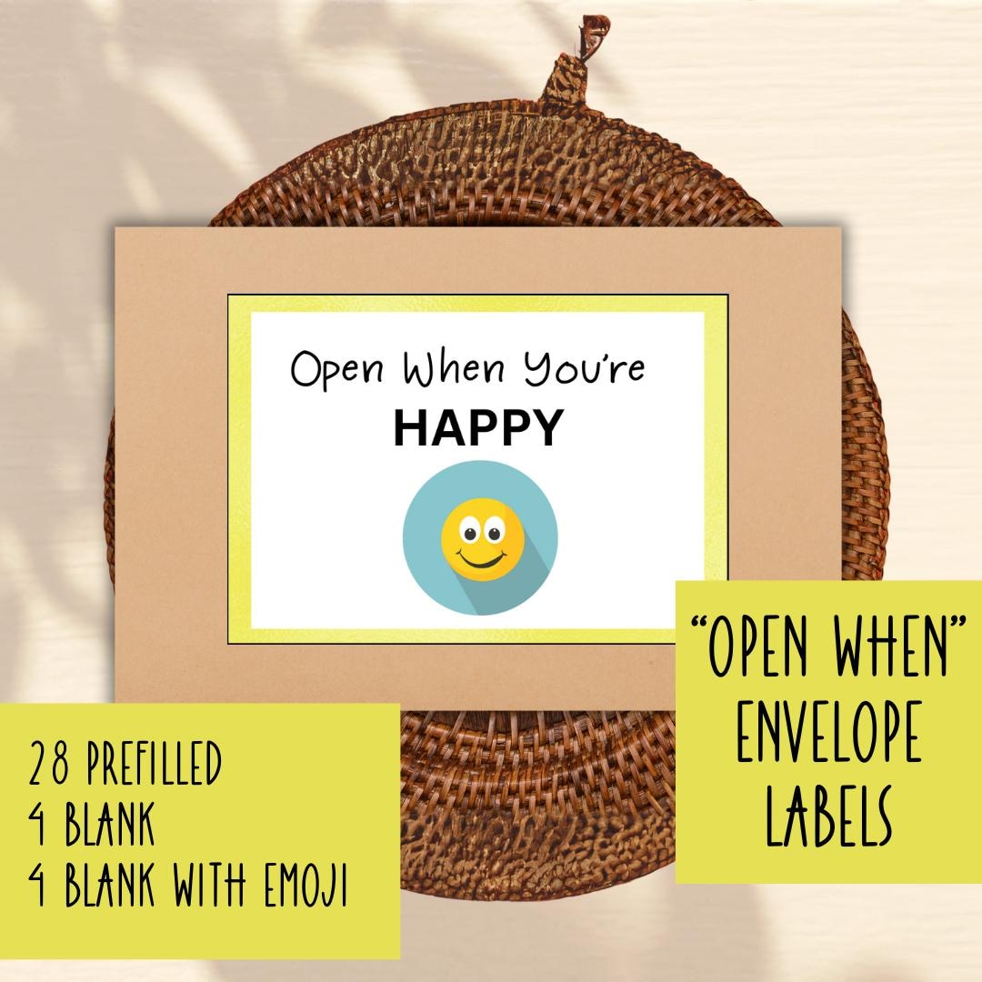 Open When Letters for College Students, Printable Envelope Labels, Gift ...