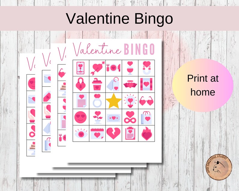 Valentine Bingo Printable Cards - Etsy