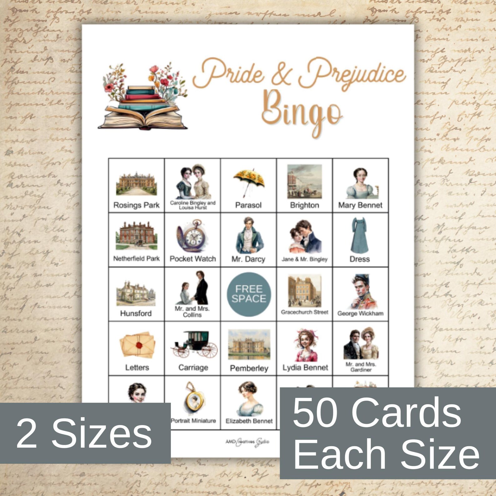 Jane Austen - Pride and Prejudice Themed Bingo Game - Book Club ...