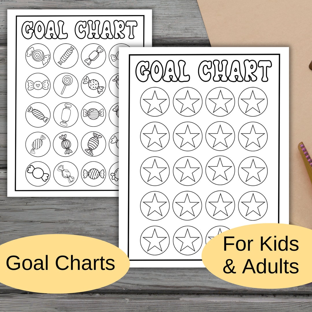 Goal Tracker Printable - 20 Marks, Stars and Candy for Kids and Adults ...