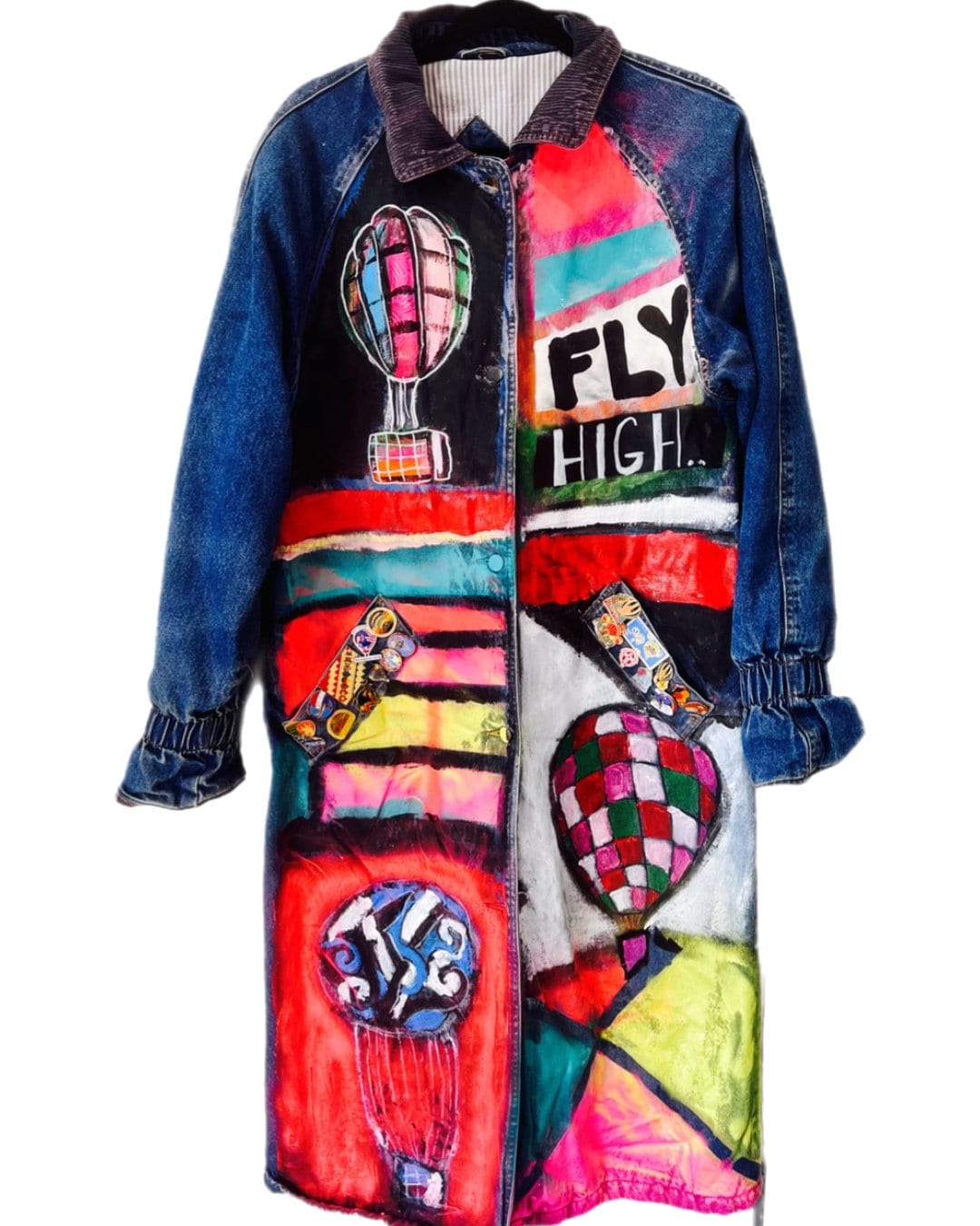Hand Painted Denim Jacket Upcycled Jacket Denim Coat Vintage Painted ...