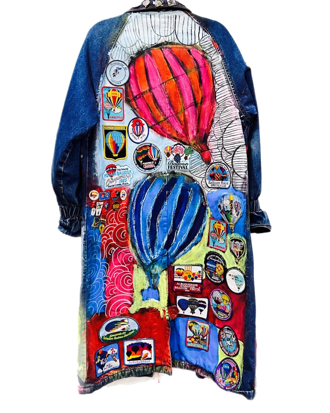 Hand Painted Denim Jacket Upcycled Jacket Denim Coat Vintage Painted ...