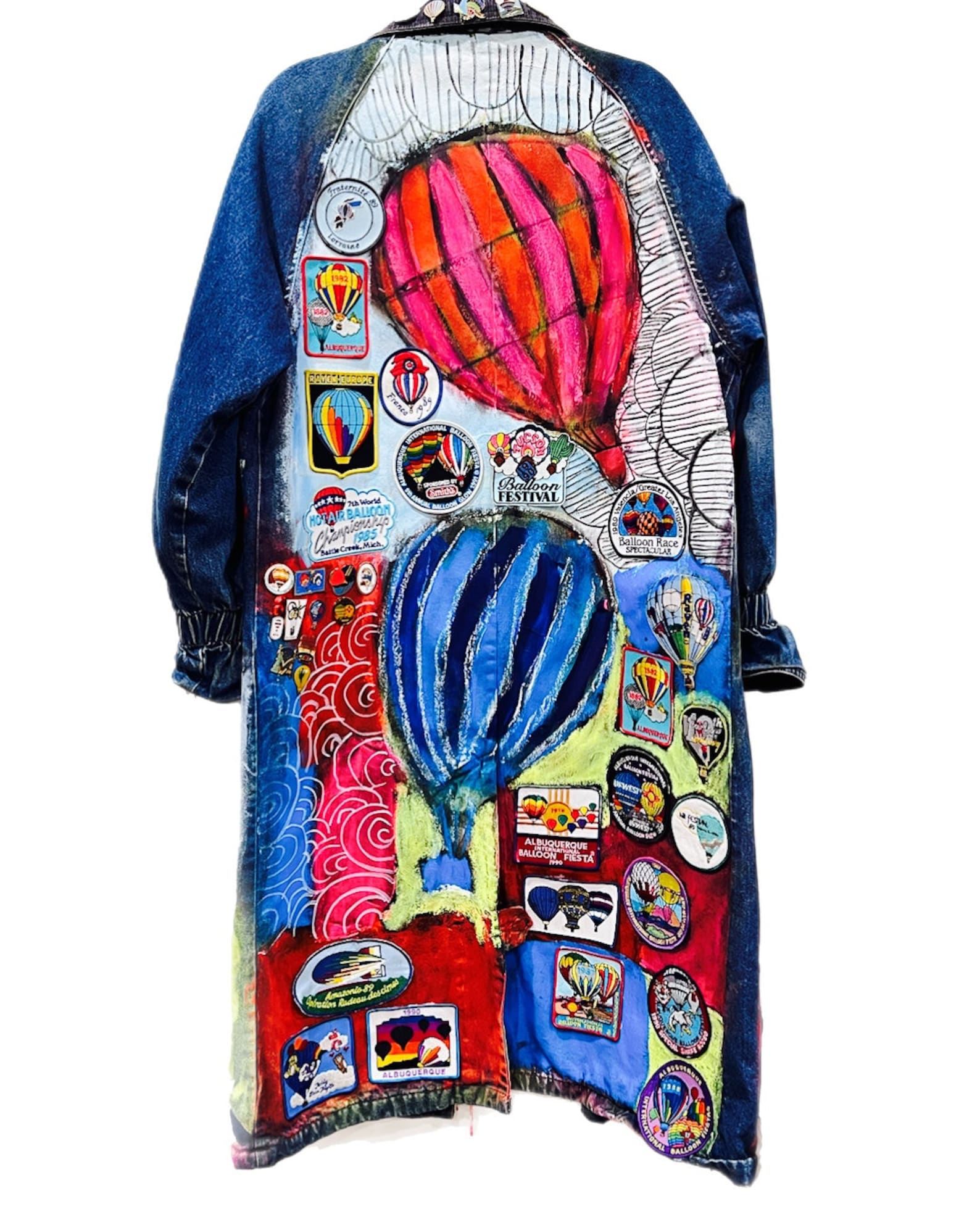 Hand Painted Denim Jacket Upcycled Jacket Denim Coat Vintage Painted ...