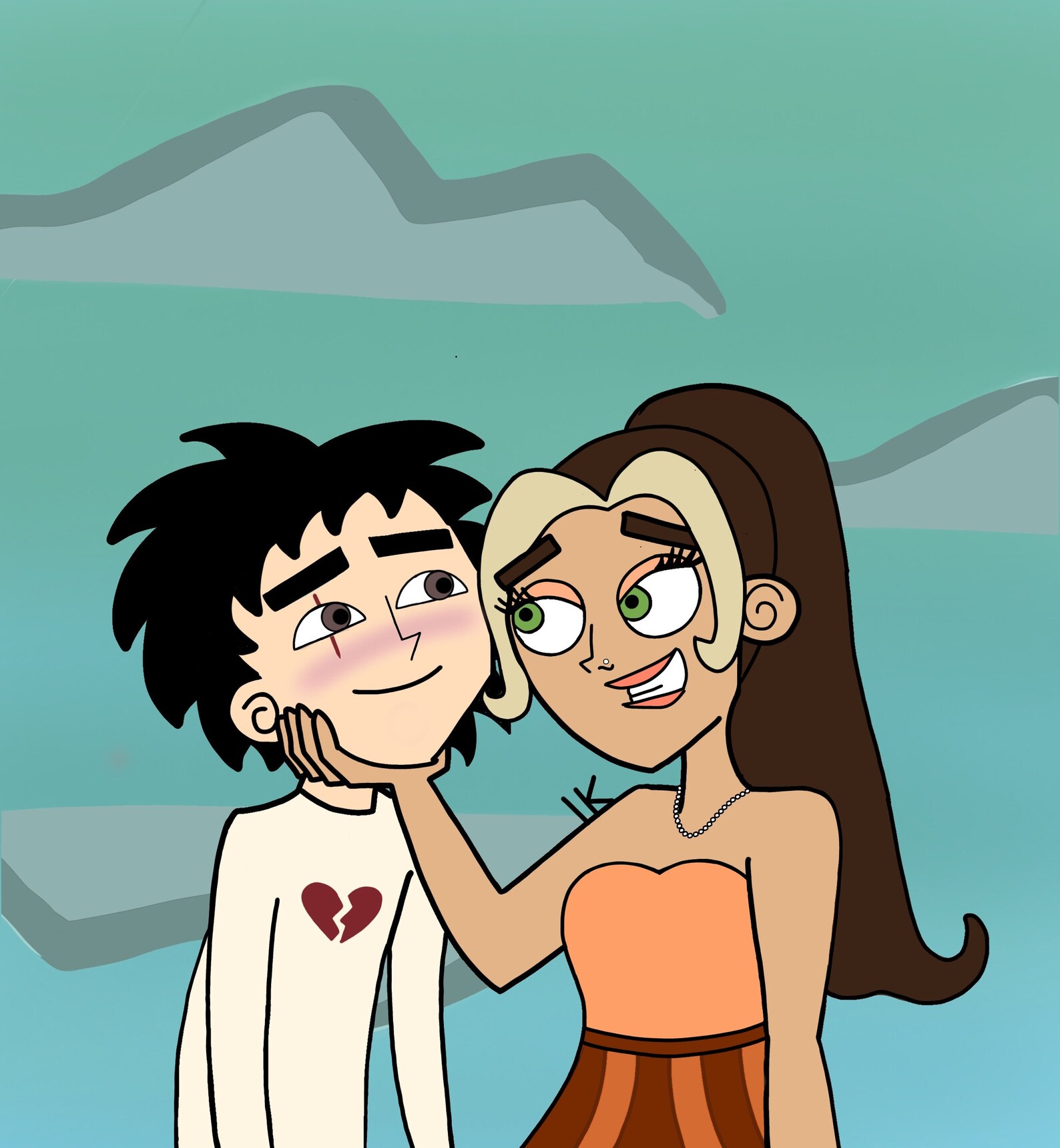 SALE! Danny Phantom Animated Show Custom Cartoon Portrait, Couple ...