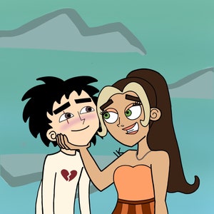 SALE! Danny Phantom Animated Show Custom Cartoon Portrait, Couple ...