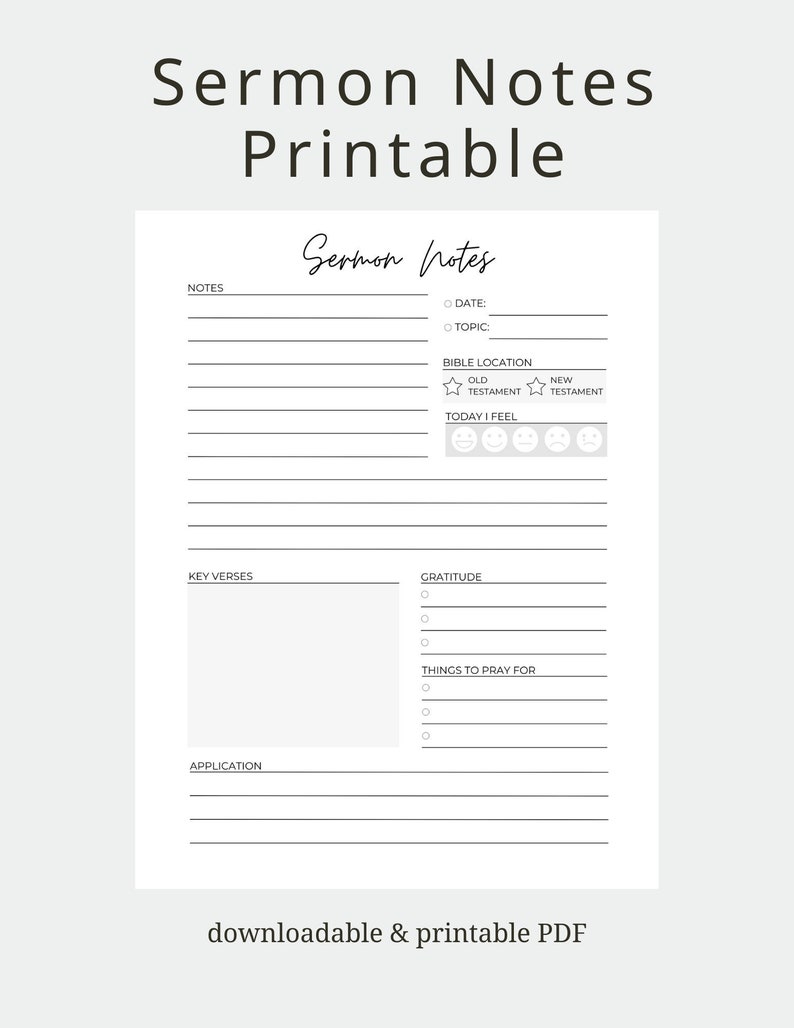 Sermon Notes Printable - Etsy