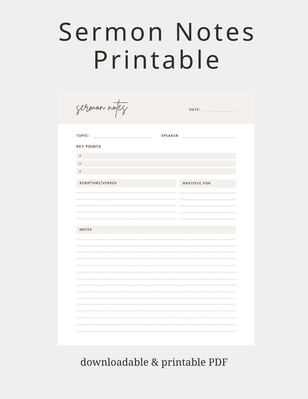 Sermon Notes Printable - Etsy