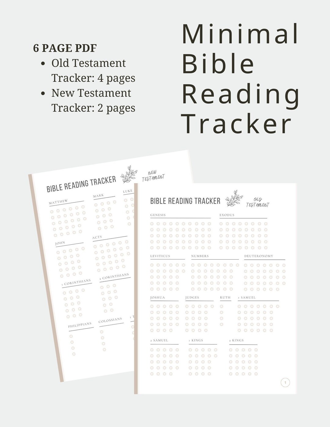 Minimal Bible Reading Tracker & Checklist: Old Testament and New ...