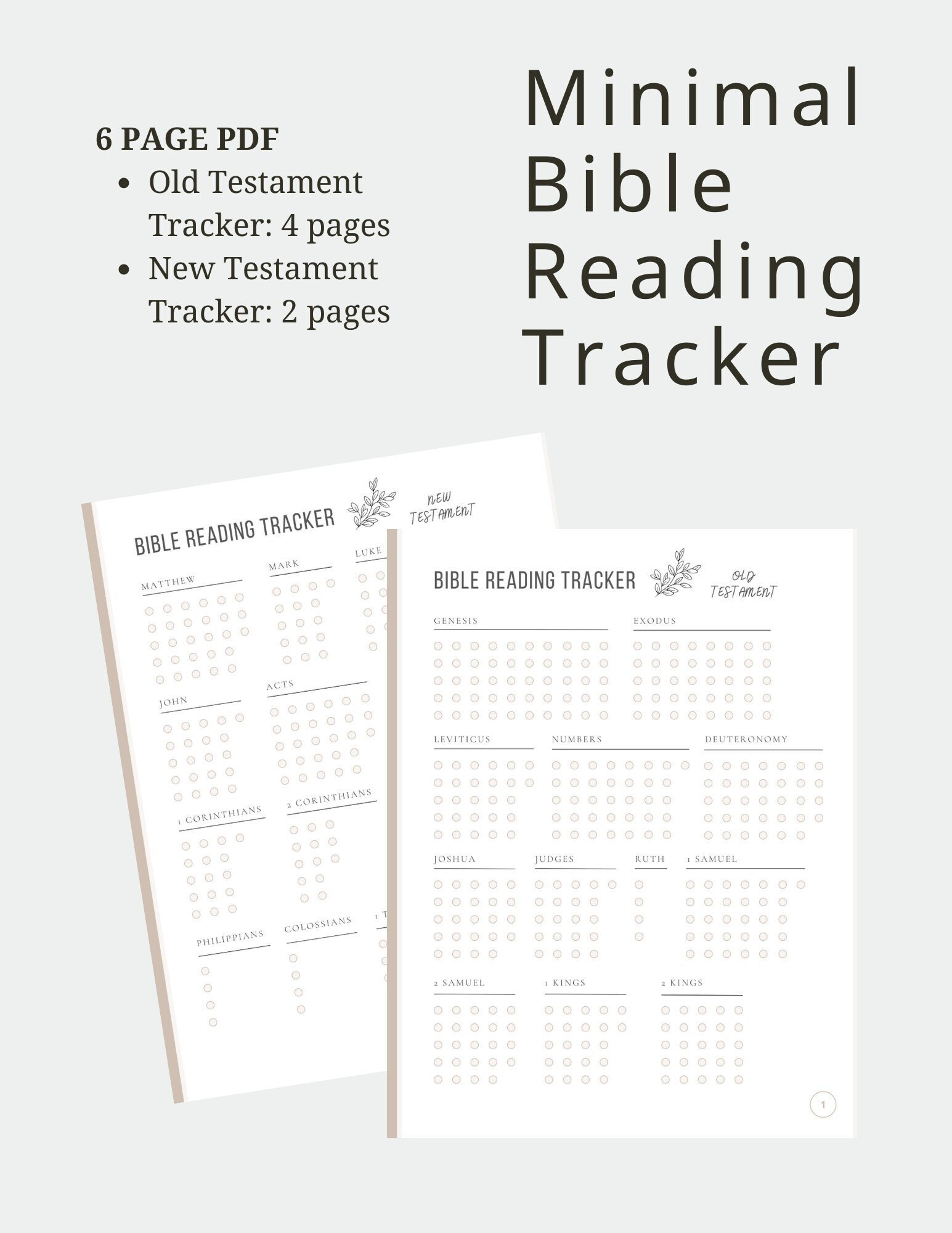Minimal Bible Reading Tracker & Checklist: Old Testament and New ...