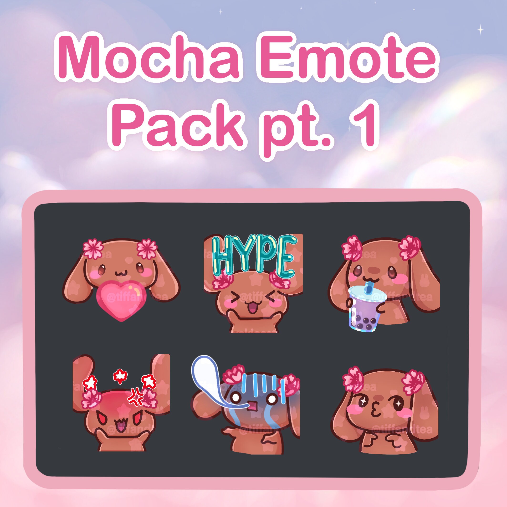 Cute Mocha Bunny Twitch/discord Emote Pack Part 1 - Etsy