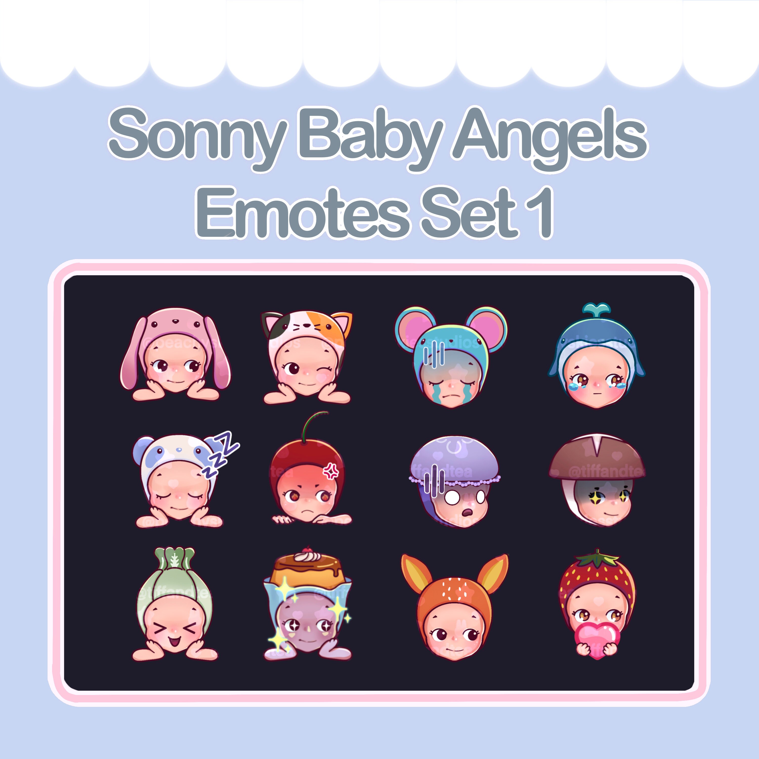 SET 1: Cute Sonny Baby Angels Twitch/discord Emote Pack - Etsy