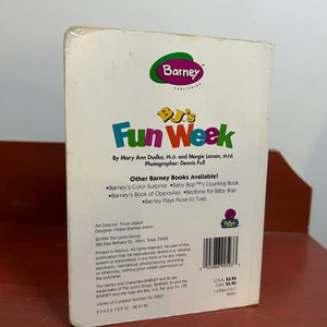 1994 Barney: Bj's Fun Week Board Book - Etsy
