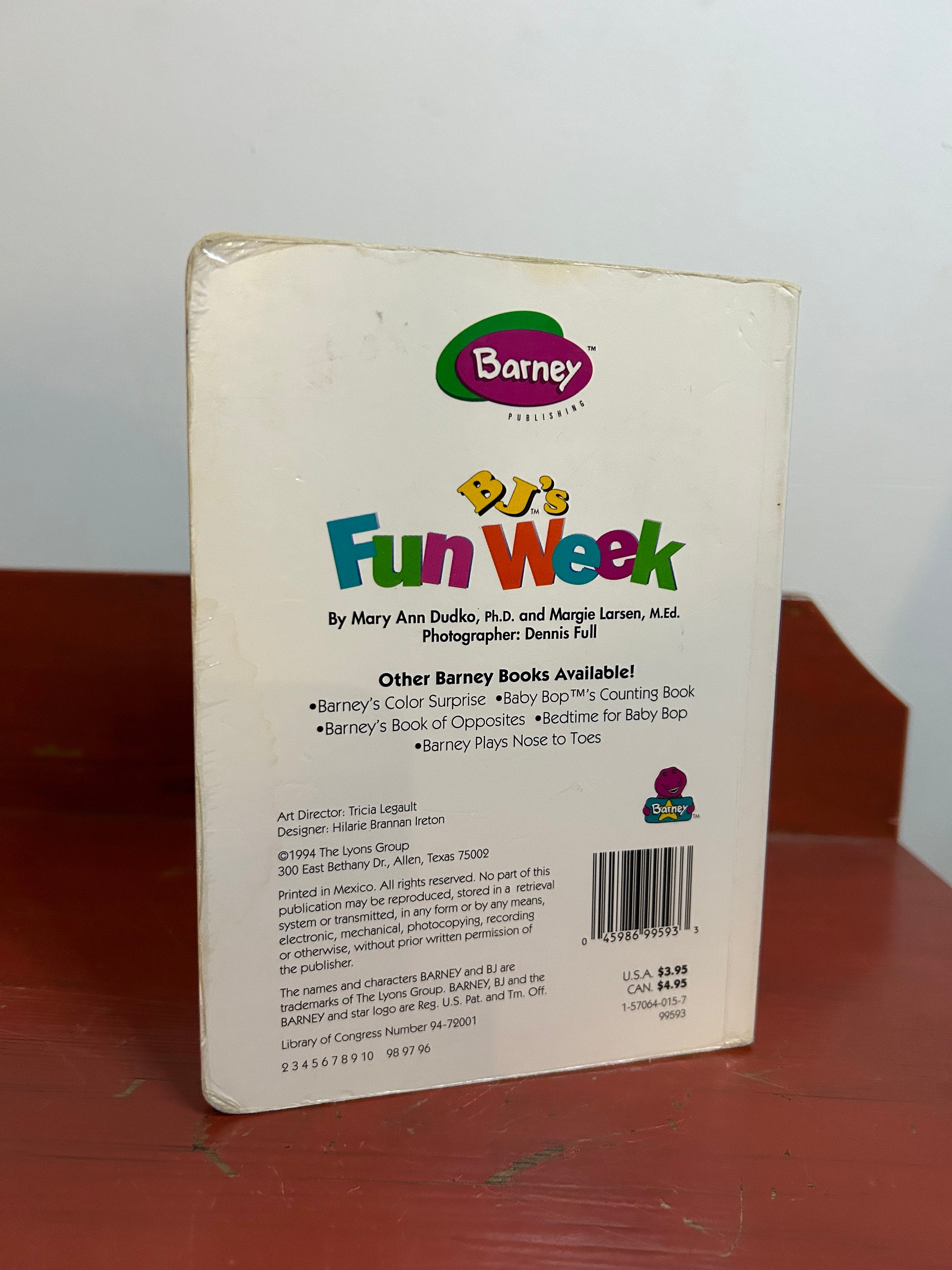 1994 Barney: Bj's Fun Week Board Book - Etsy