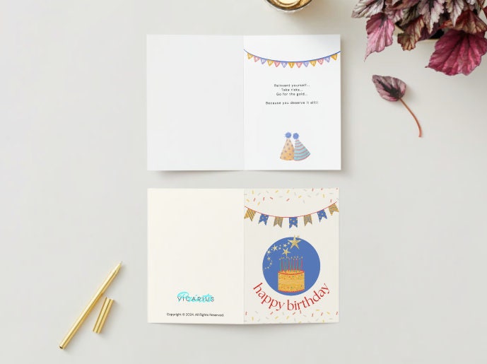 Birthday Card (go for the Gold) - 10" X 7" Folded Card - Etsy