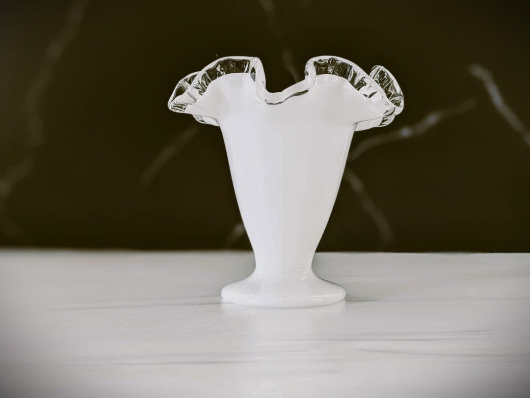 Vintage Fenton Silver Crest Bud Vase, Vintage Decor, Home Decor, White ...